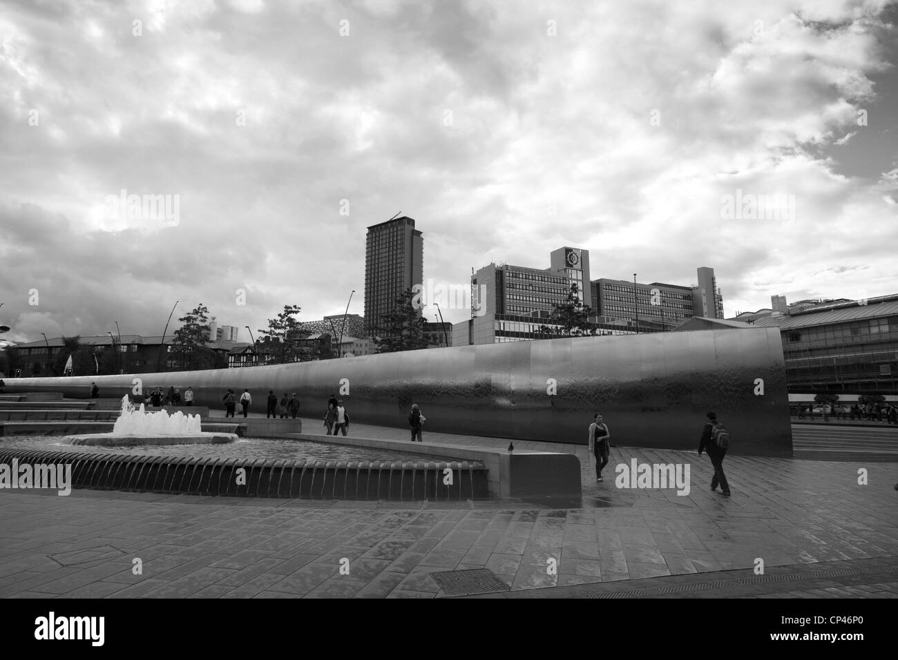 Sheaf square outside Sheffield train station with the water feature and ...