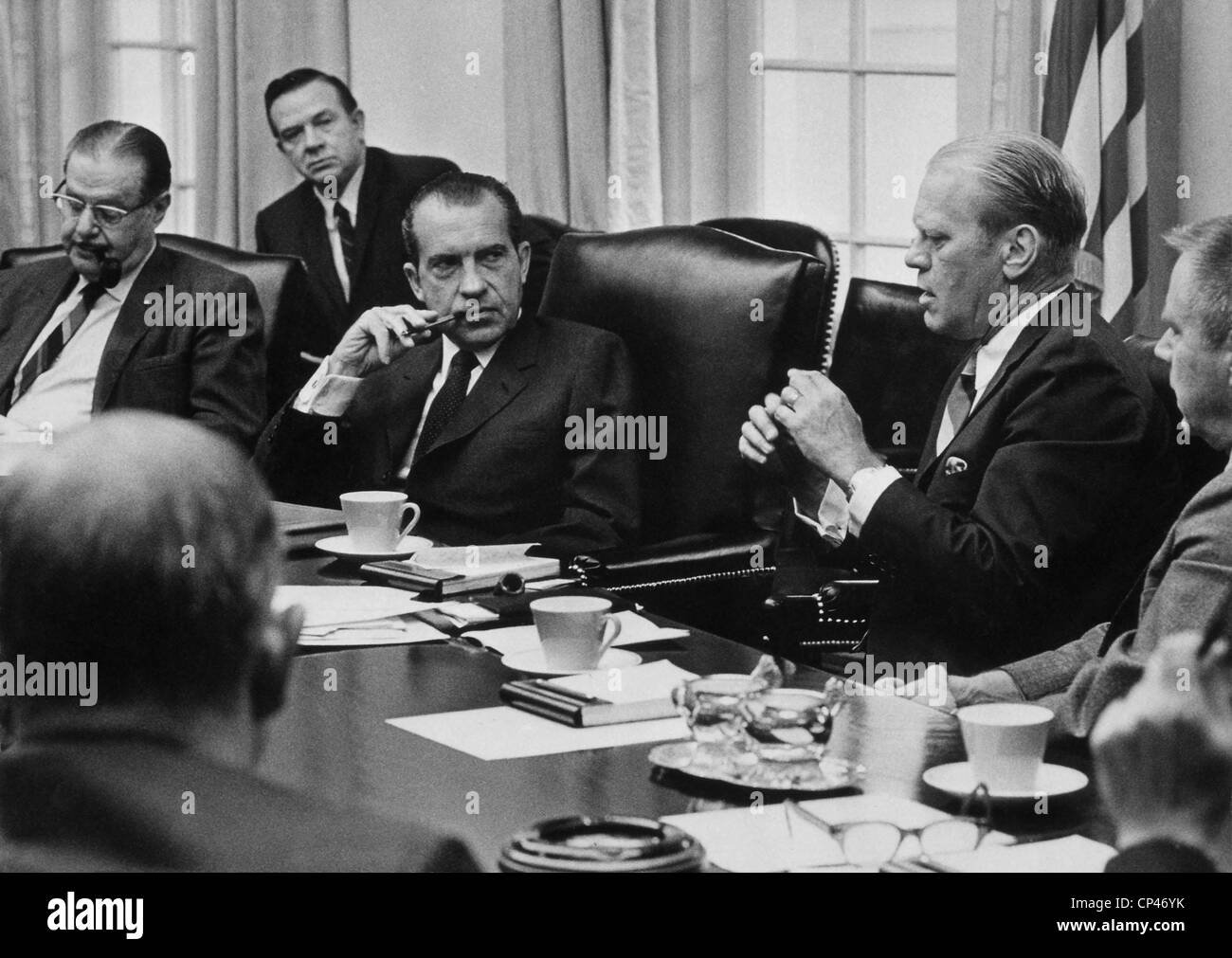 President Richard Nixon meets with Senate Minority Leader Hugh Scott ...