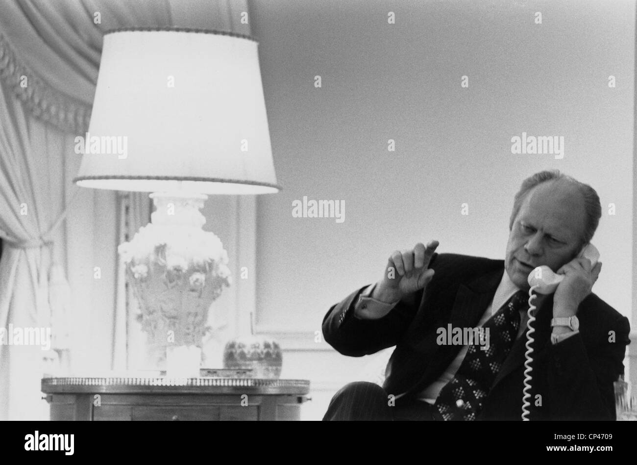 President Gerald Ford in the Second Floor Residence speaking by ...