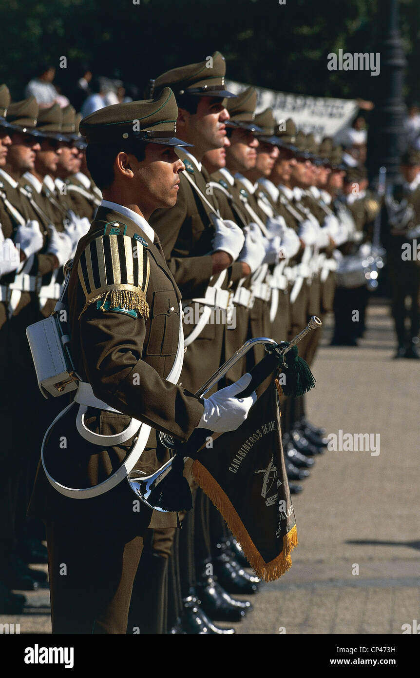 Chile - Santiago. Military parade at the Palacio de la Moneda Stock ...