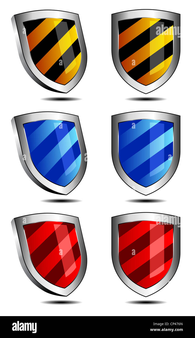 3D and 2D Shields Stock Photo - Alamy