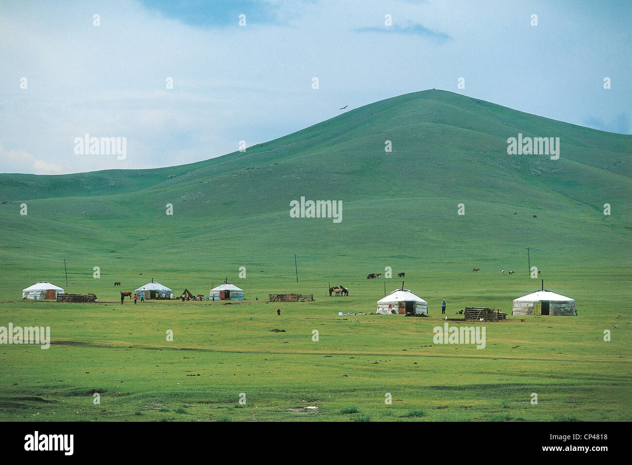 Gobi Region Of Mongolia With Nomad Village Yurt Stock Photo - Alamy
