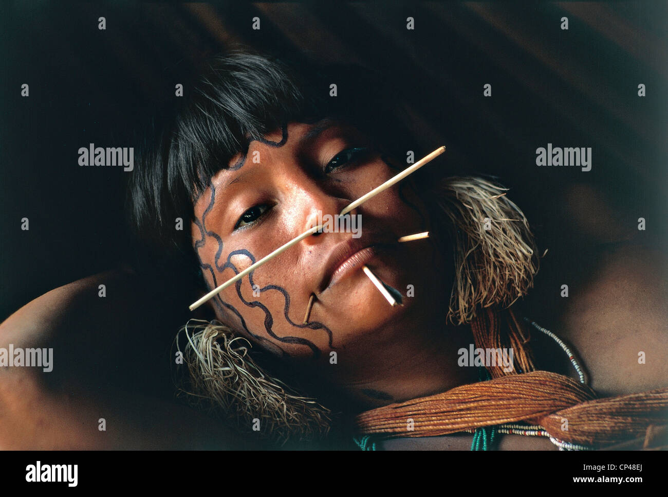 Venezuela - Amazon - Young ethnic Yanomami woman with her face covered ...