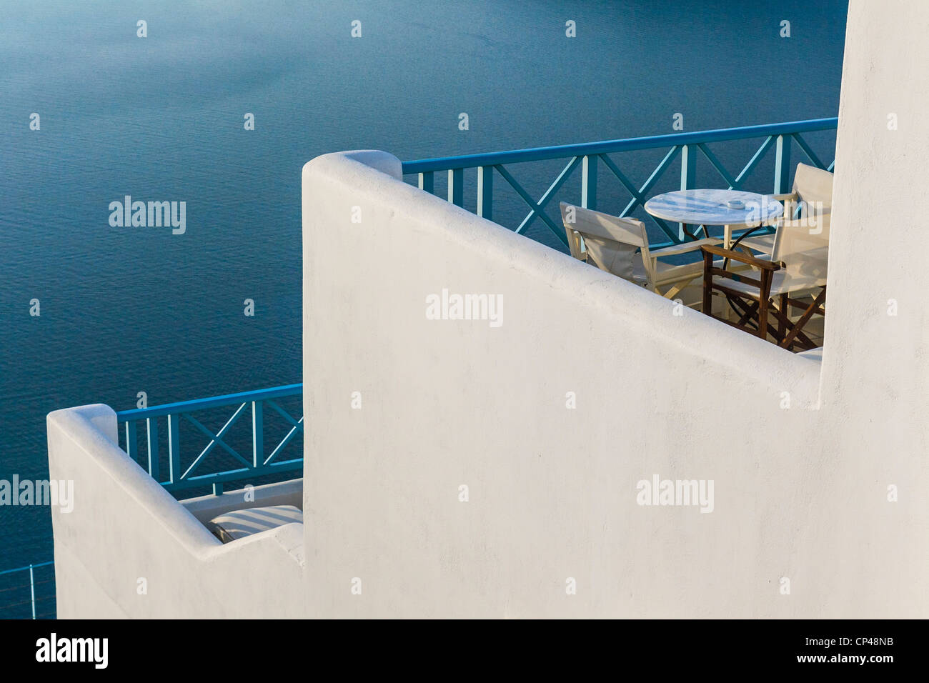 Balcony overlooking Aegean Sea Stock Photo - Alamy