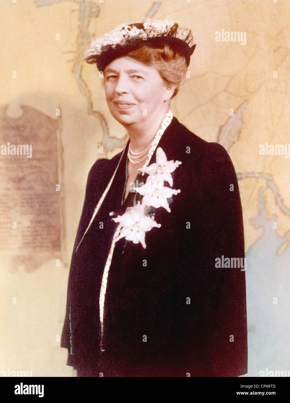 Eleanor Roosevelt. Hand colored photograph circa 1936 Stock Photo - Alamy