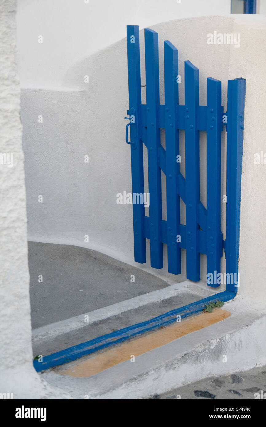 Painted blue wooden gate Stock Photo - Alamy