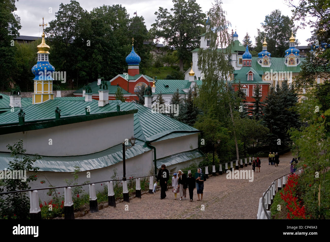 Russia - Pechory, near Pskov. The monastery complex of the Holy ...