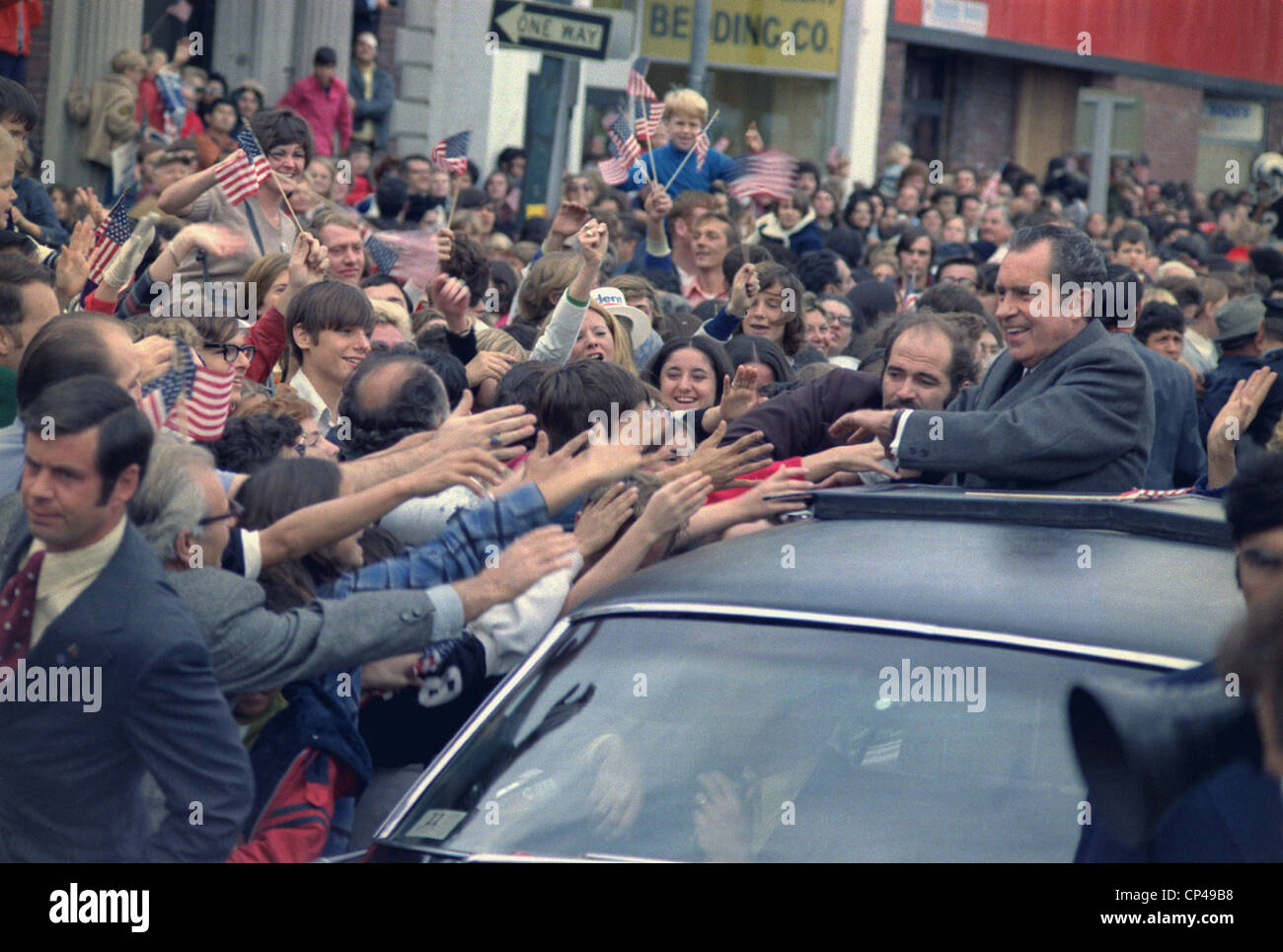 Nixon 1972 Re-election Campaign. Richard Nixon shakes hands with people ...