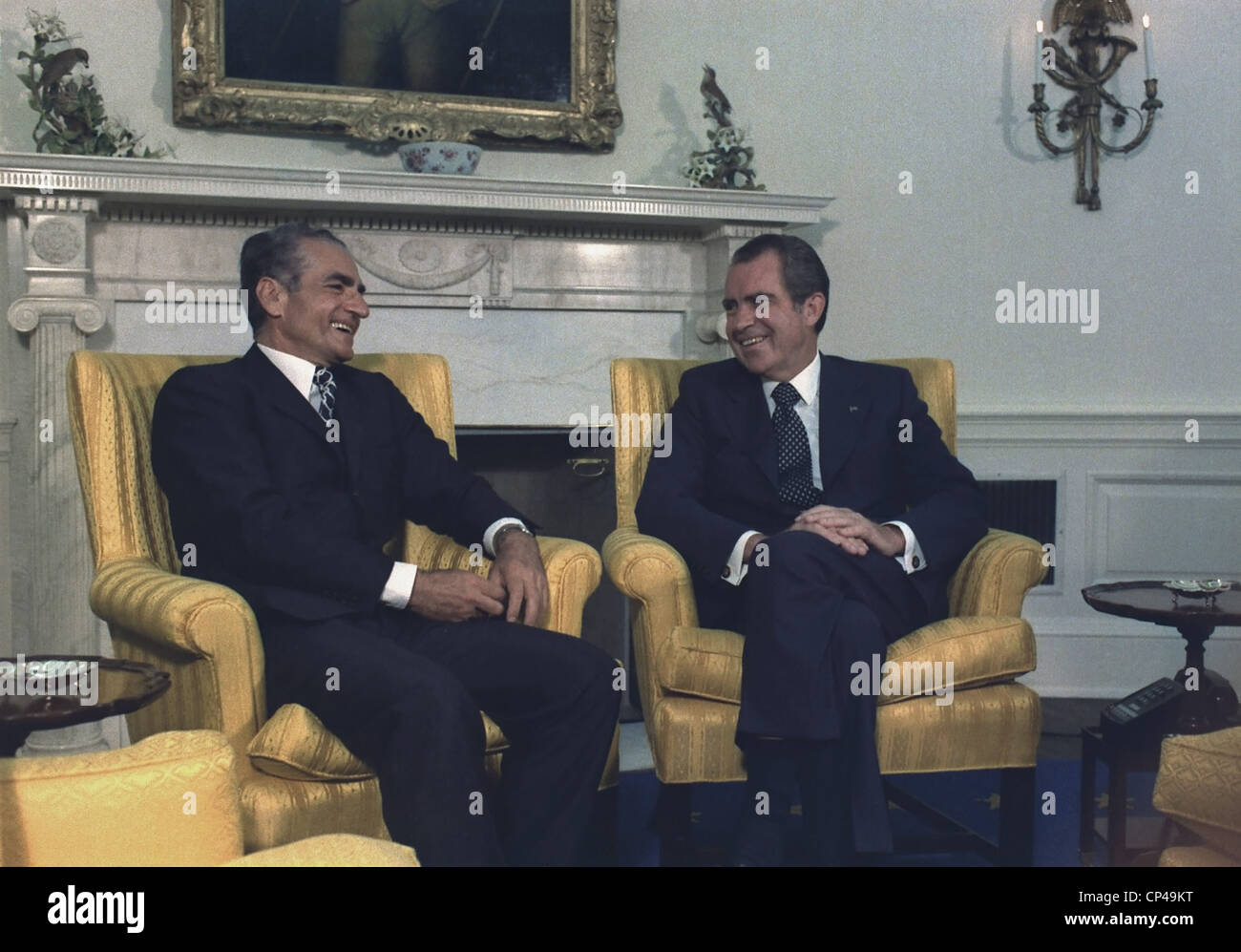 President Nixon and the Shah of Iran meeting in the Oval Office. July ...