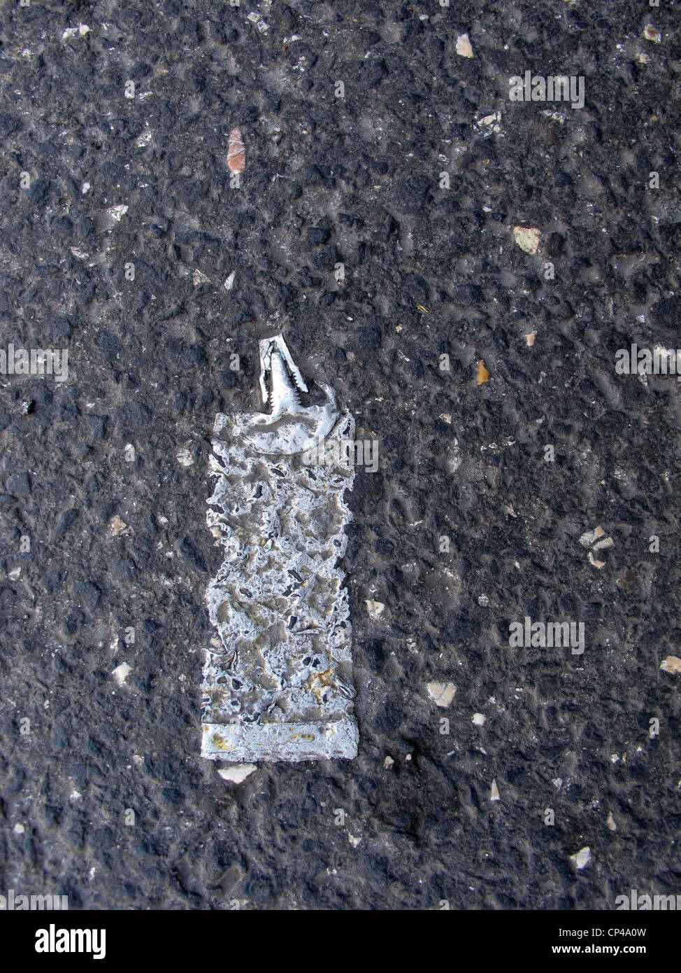 one old damaged glue tube metal steel crush crushed nozzle tip damage ...