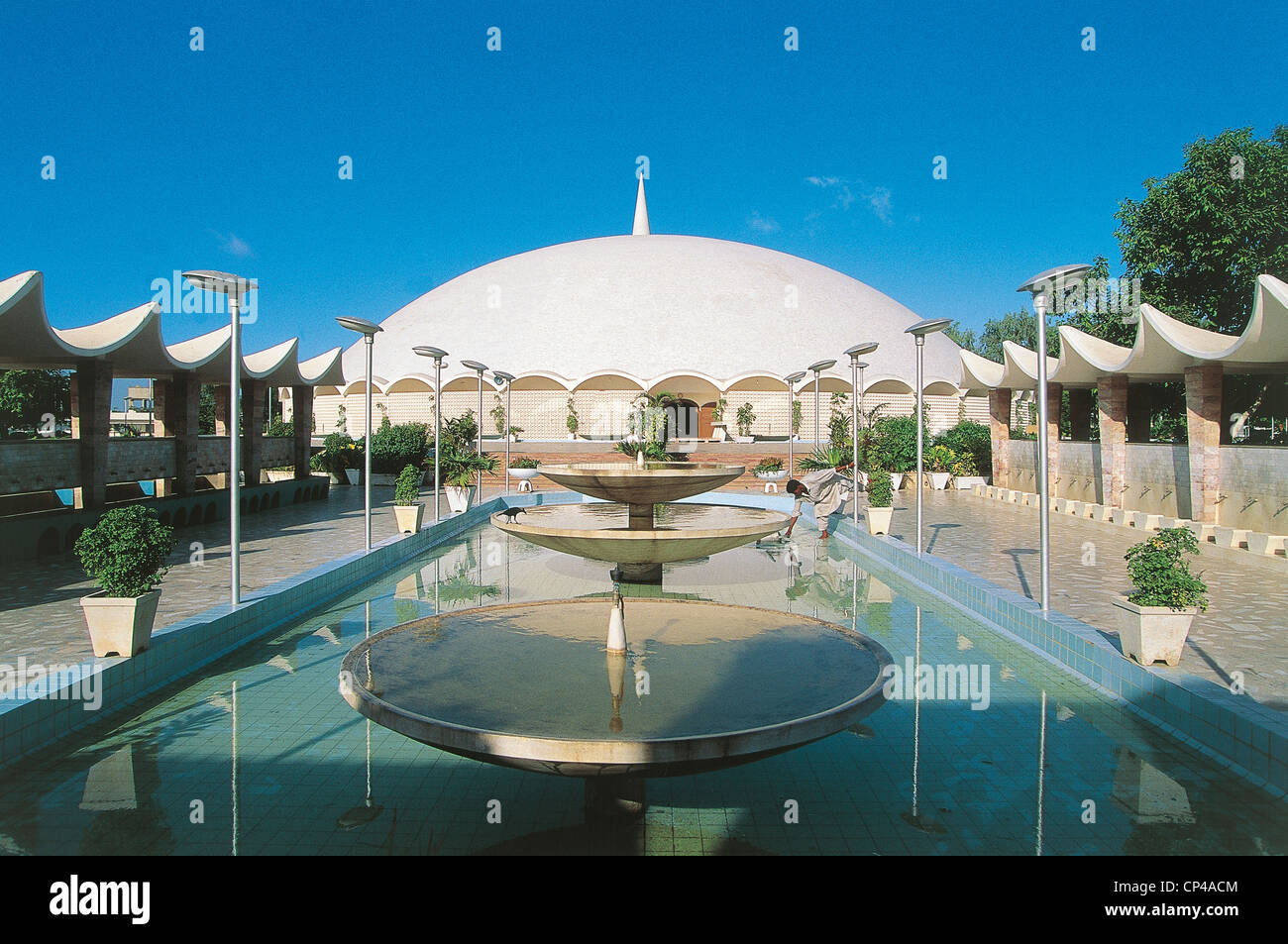 Pakistan - Karachi. The Defense Housing Society Mosque, in white marble ...