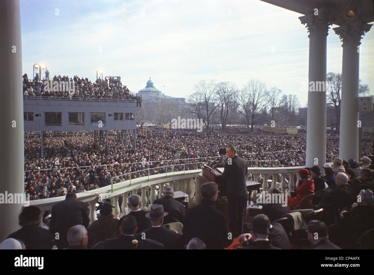 Inauguration of Lyndon Johnson. President Lyndon Johnson delivers his ...