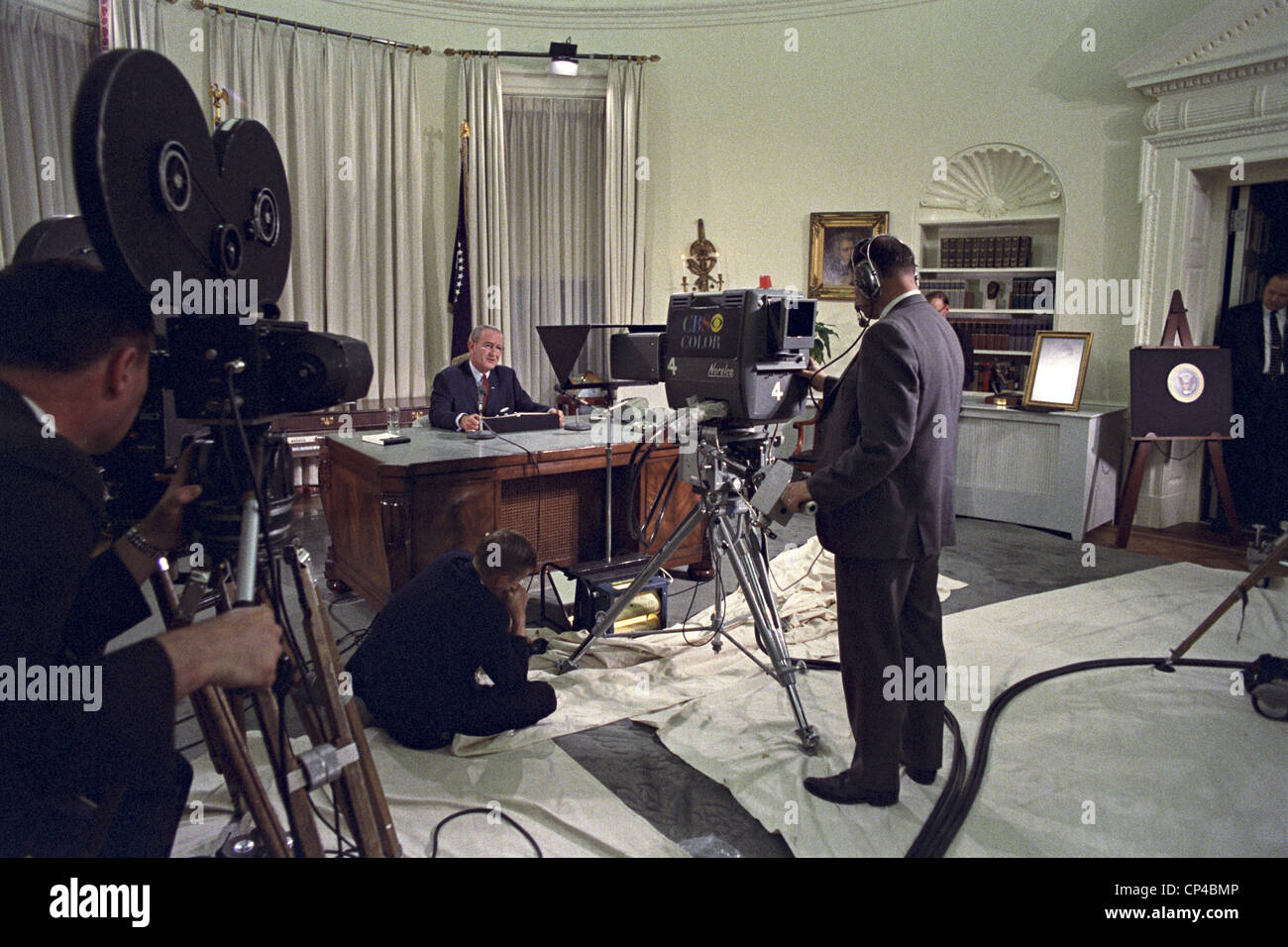 President Lyndon Johnson announcing his intention not to run for re ...