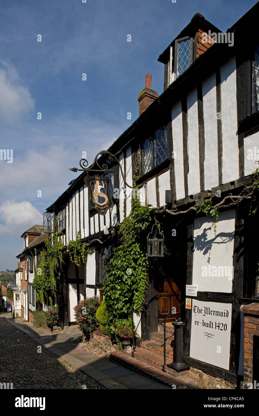 United Kingdom England East Sussex Rye. Mermaid Inn, medieval building ...