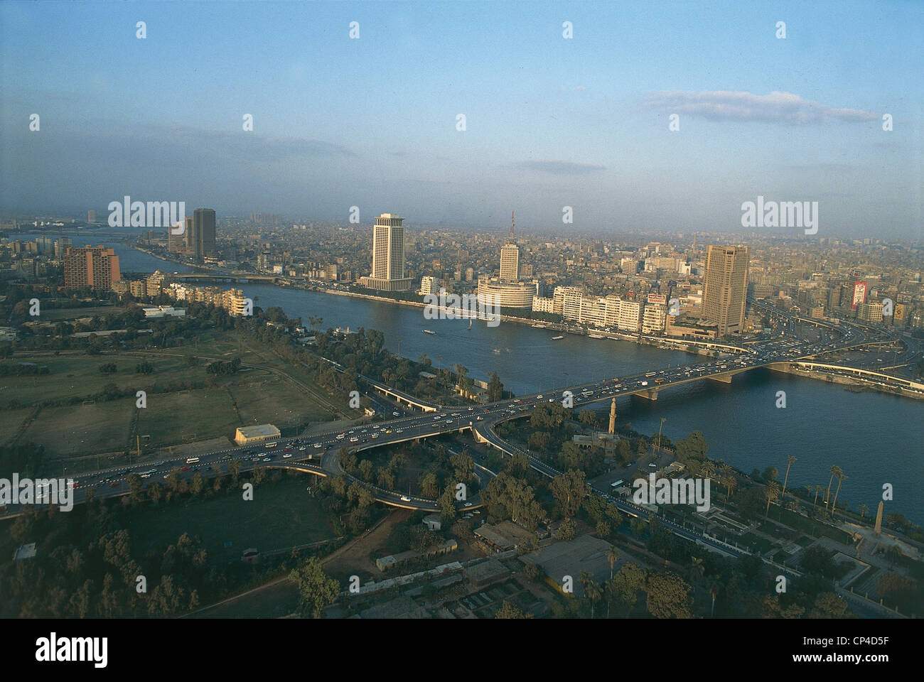 Egypt - Cairo. The Nile River and the city as seen from Cairo Tower ...