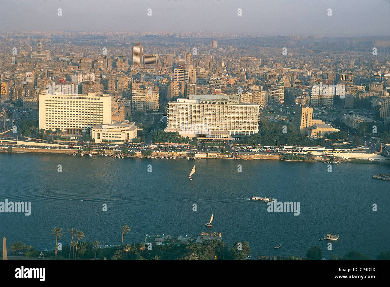 Egypt - Cairo, Nile Hilton Hotel on the Nile view Stock Photo - Alamy