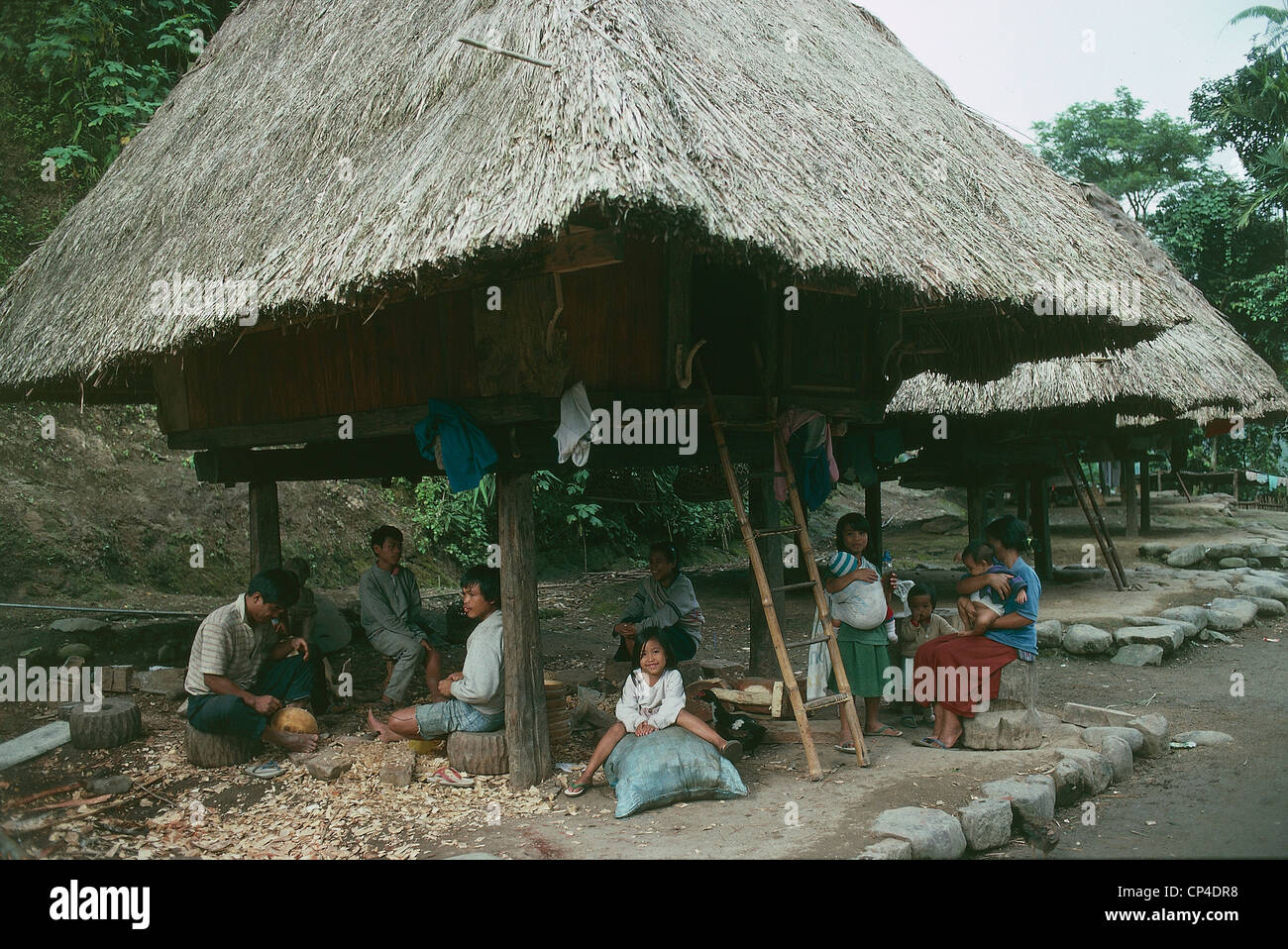 Philippines - Luzon Island - Banaue. Indigenous in typical home Stock ...
