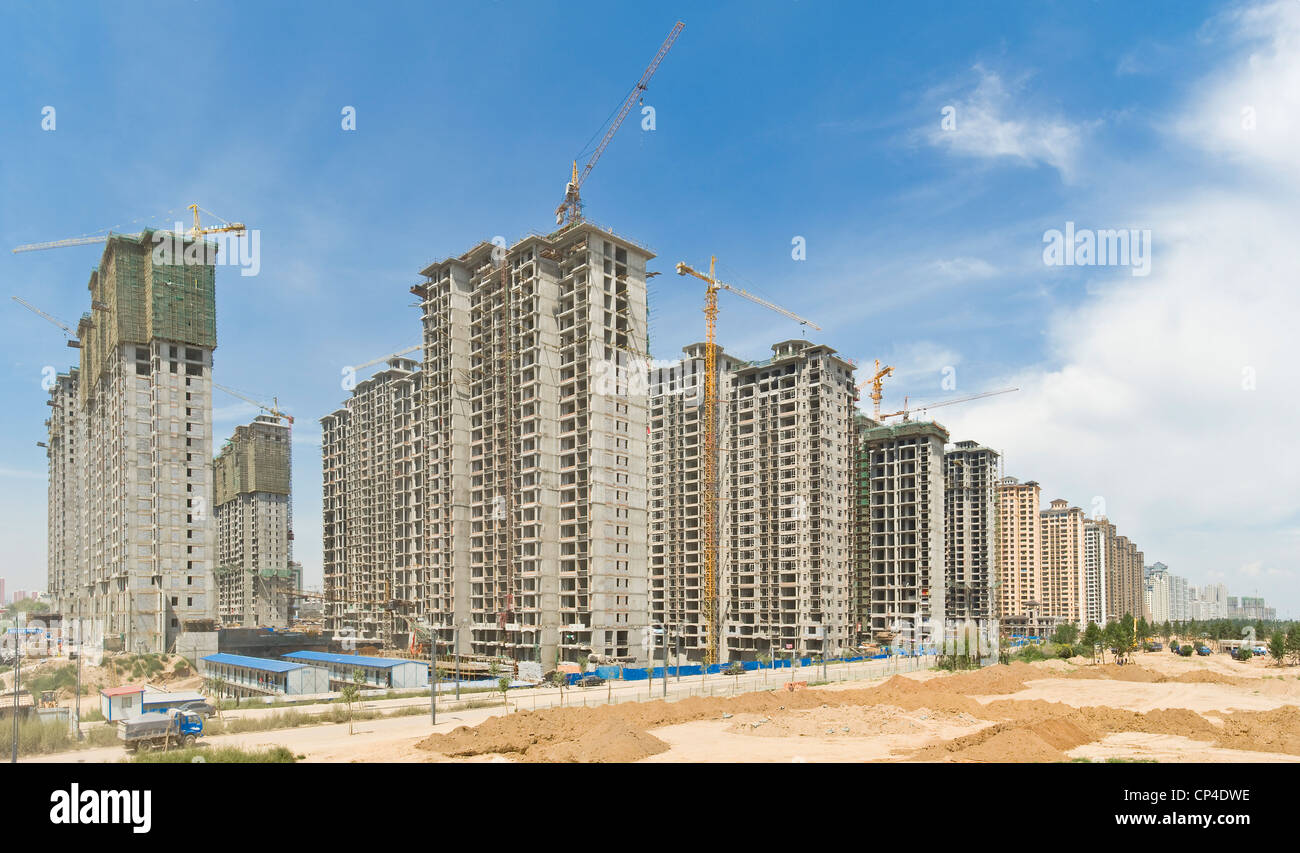 A 2 picture stitch panoramic of new construction apartment blocks next ...