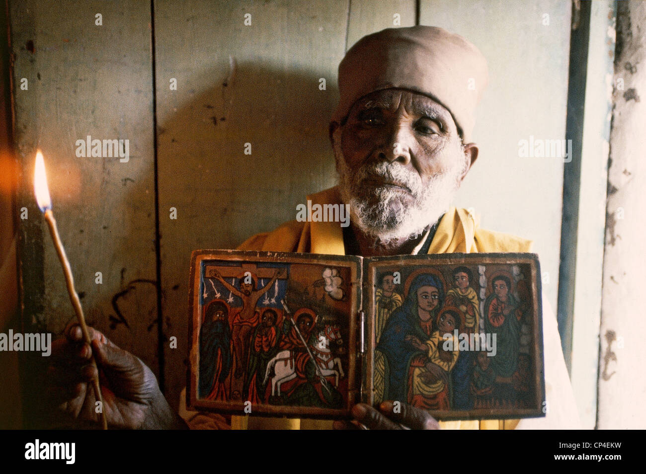 Ethiopia - Coptic priest with a sacred image Stock Photo - Alamy