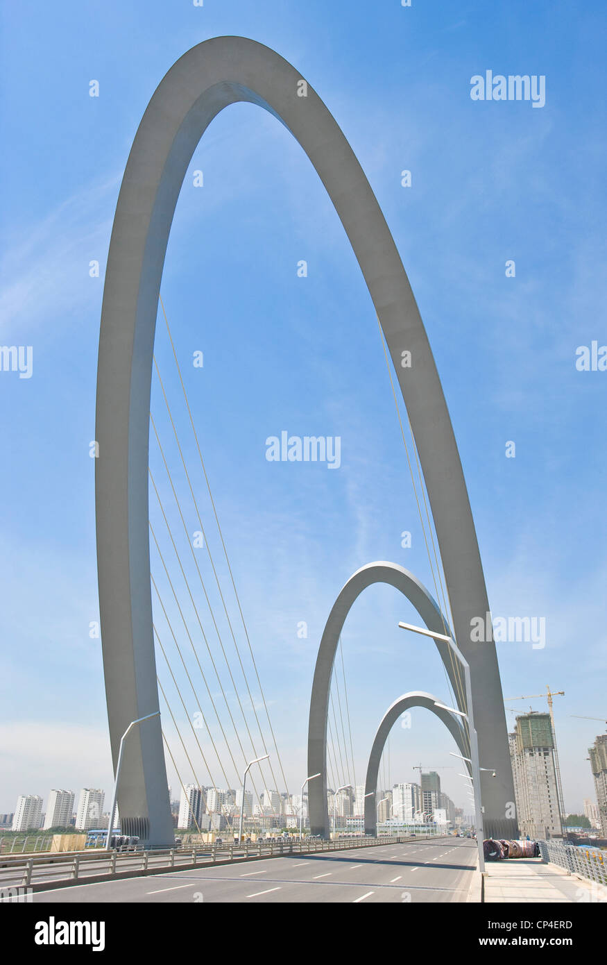 Wide angle view of the architecture on the Nanhuan Bridge in Datong ...