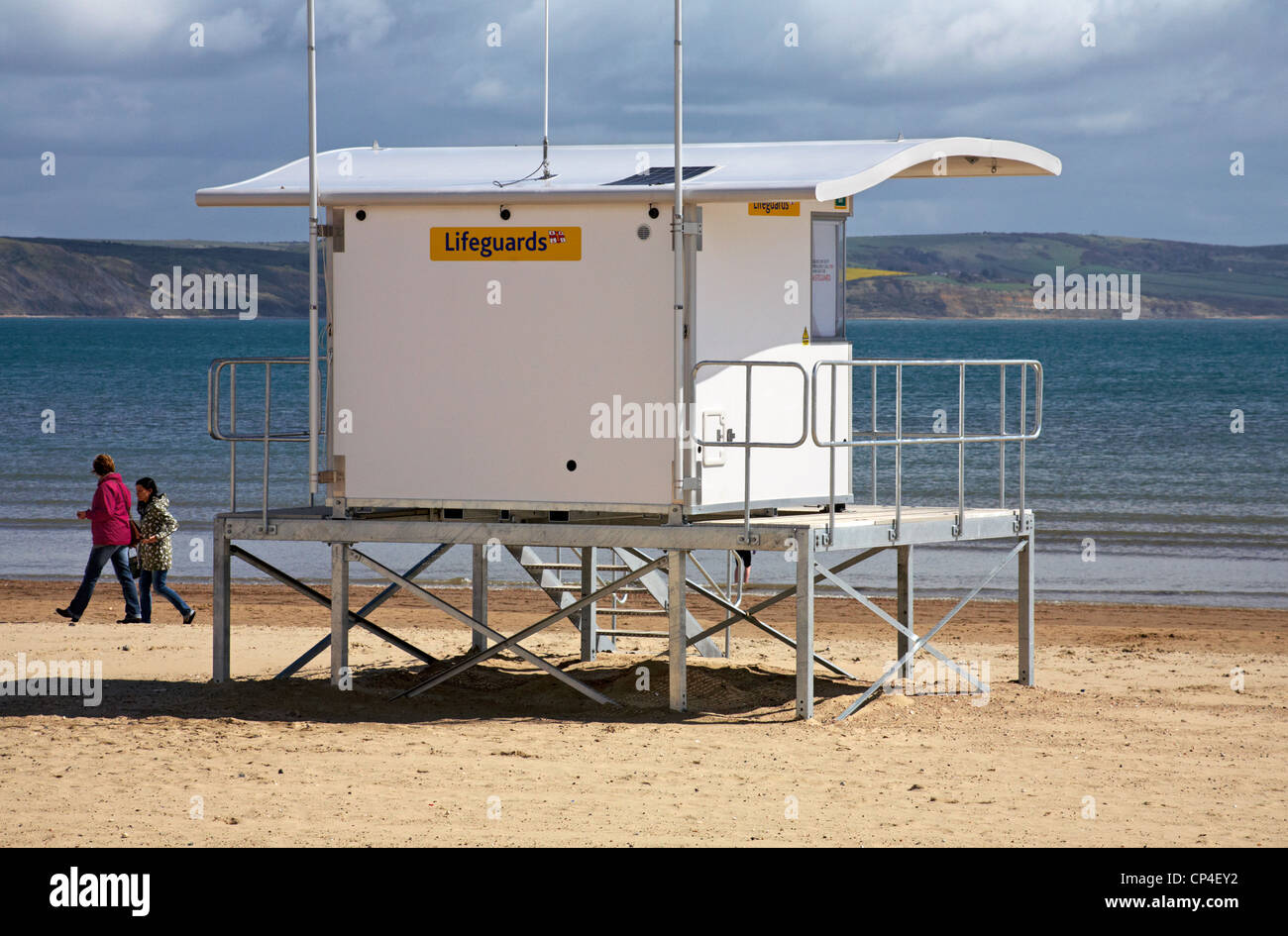 Lifeguards station kiosk hut on Weymouth beach, Weymouth, Dorset UK on ...