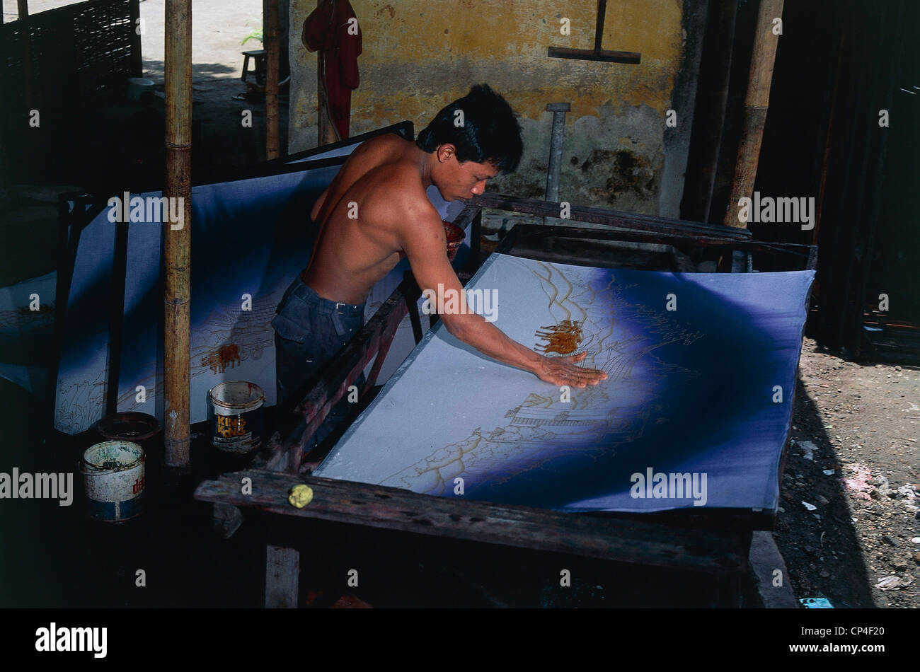 Indonesia - Island of Java - An artisan during the making of batik ...