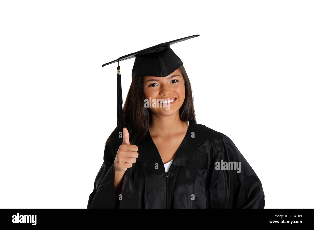 Graduation of a teenage girl on white background Stock Photo - Alamy