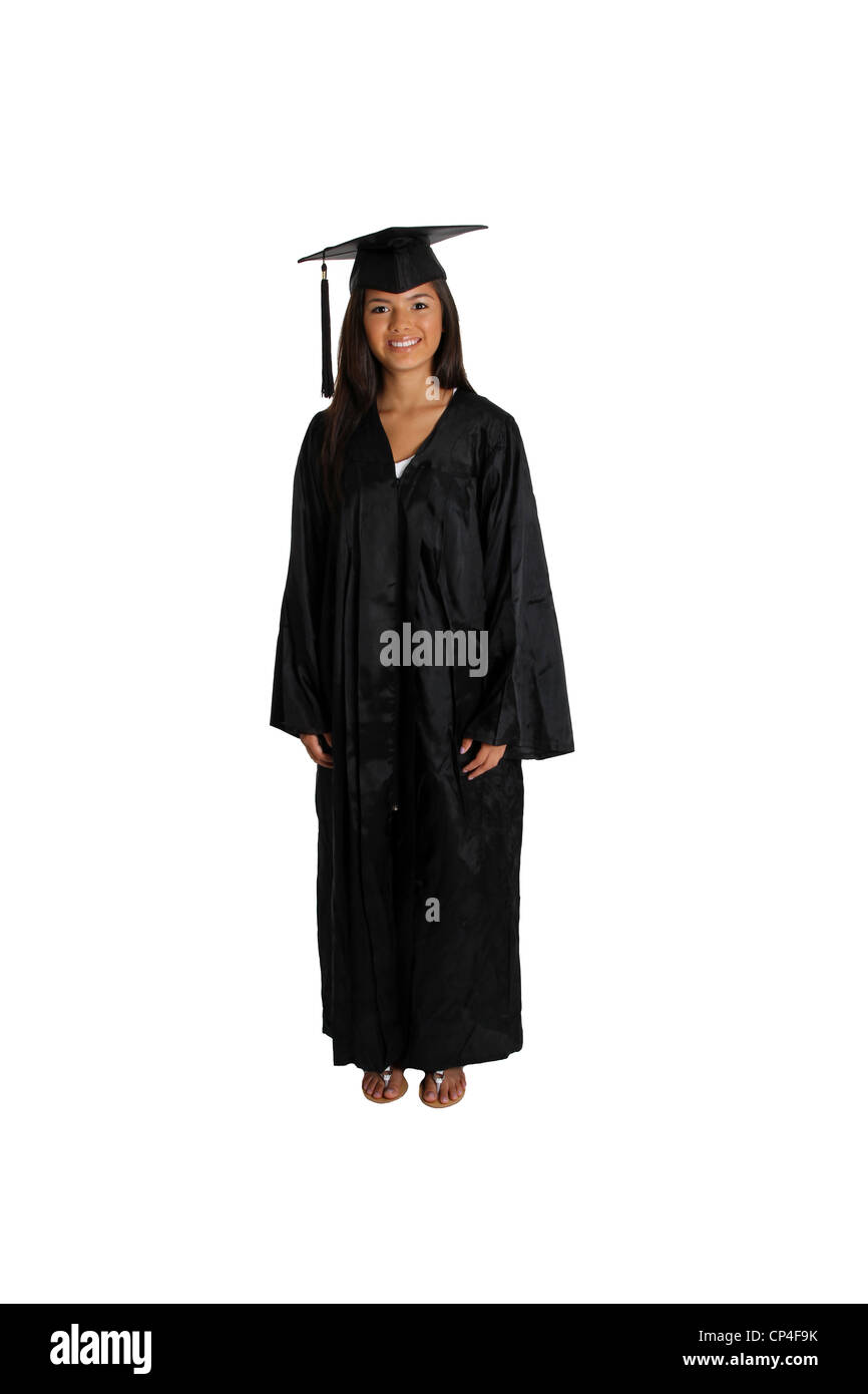 Graduation of a teenage girl on white background Stock Photo - Alamy