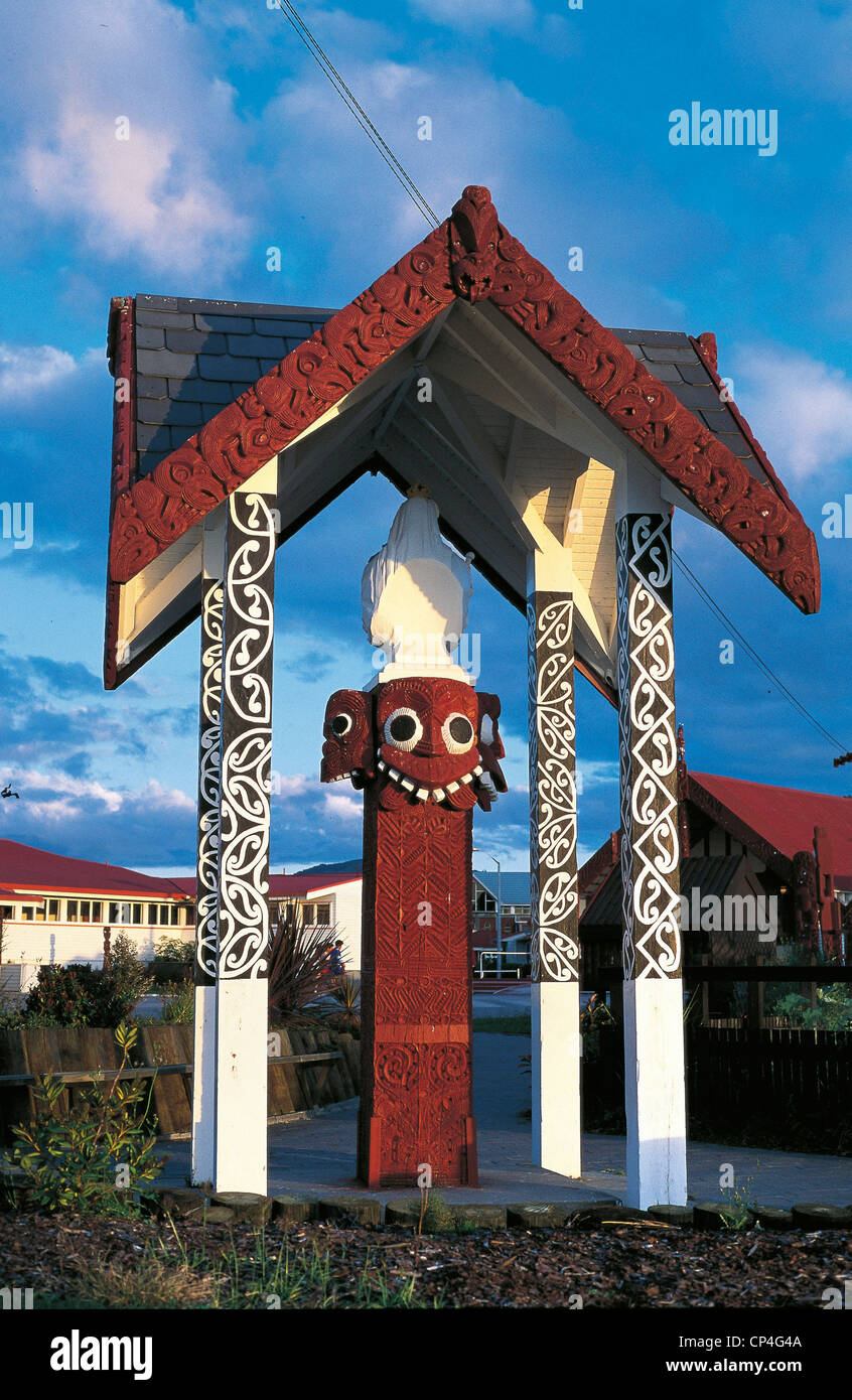 New Zealand - North Island - Around Rotorua - Village Ohinemutu. Maori ...