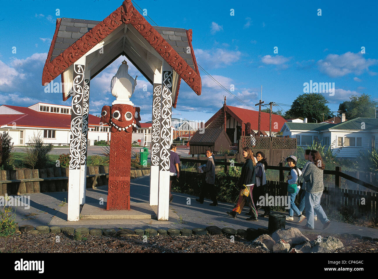 New Zealand, North Island. Rotorua region. Ohinemutu, Maori cultural ...