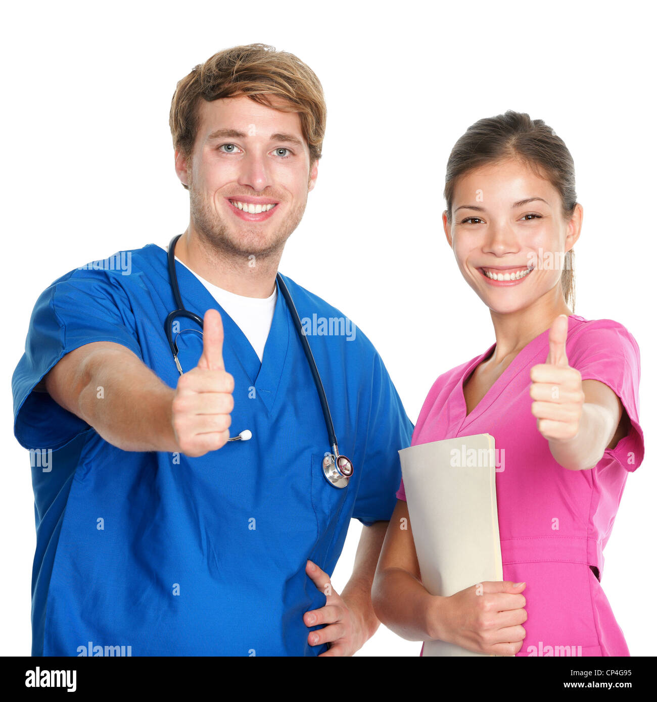 Group healthcare workers thumbs up hi-res stock photography and images ...