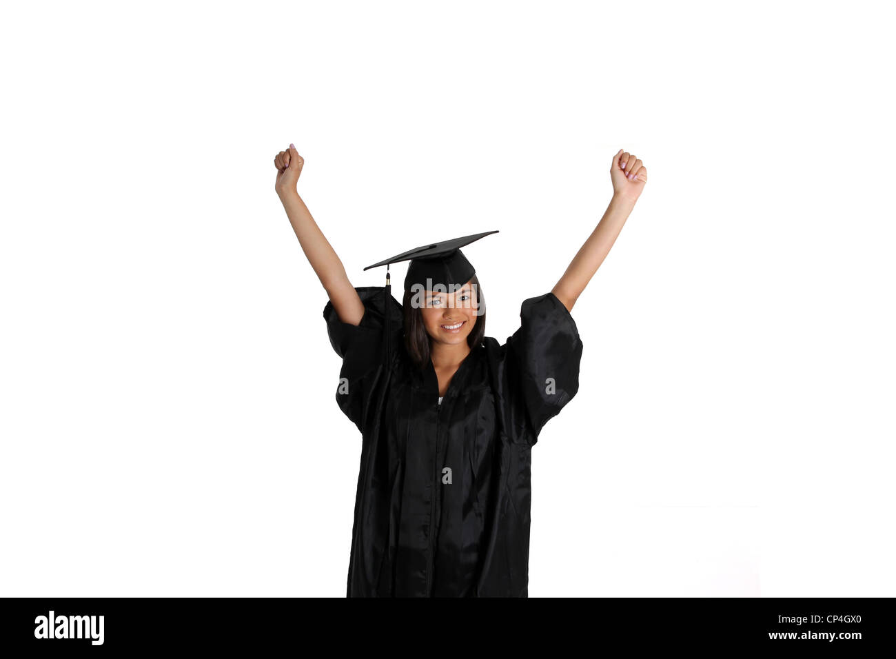Graduation of a teenage girl on white background Stock Photo - Alamy