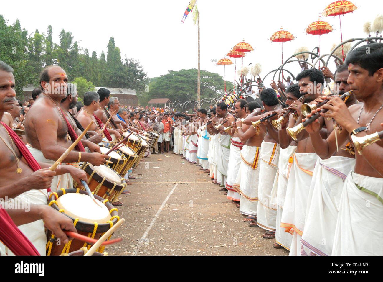 thrissur pooram, panchavadyam, kerala, India Stock Photo - Alamy