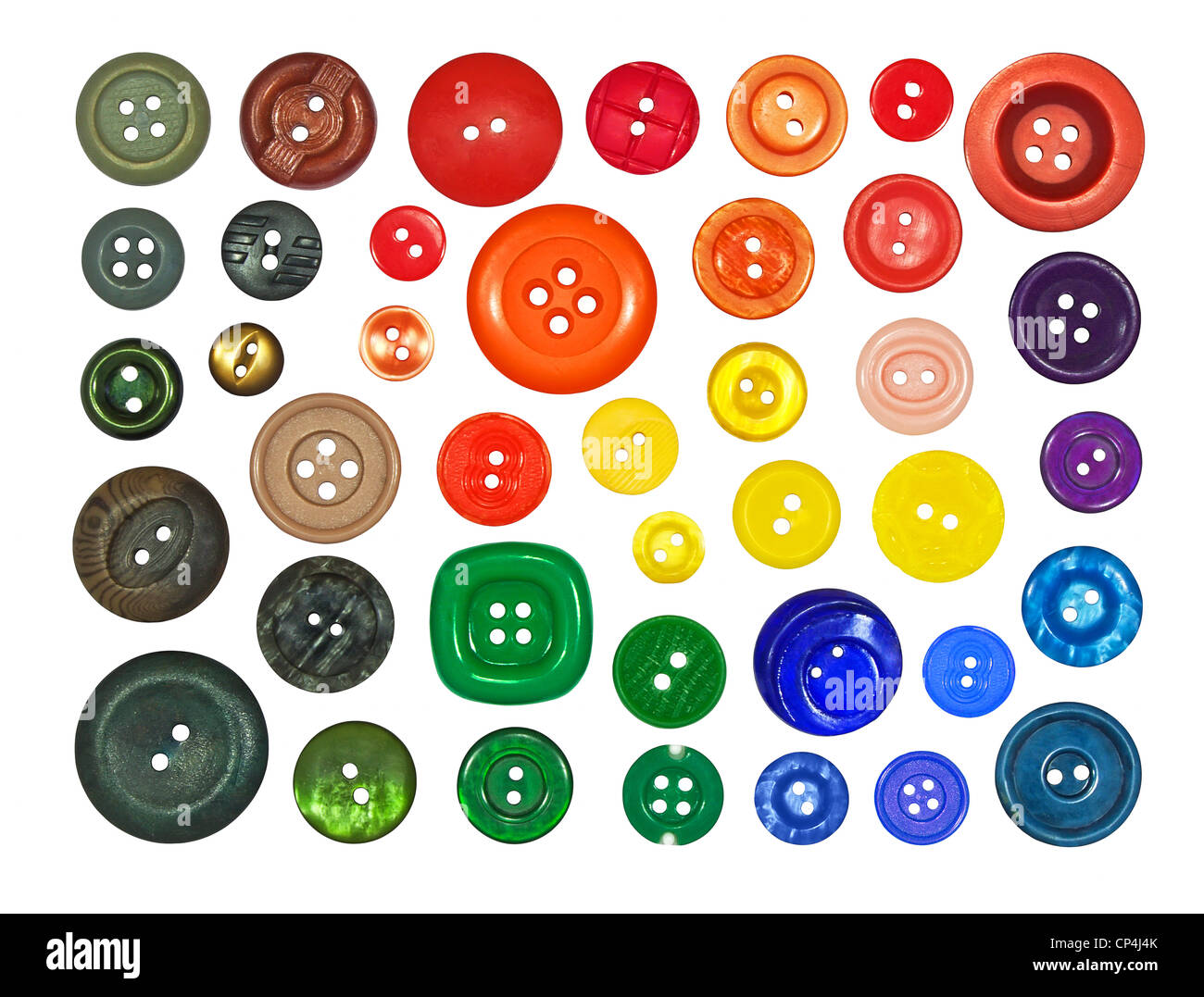 collection of various buttons on white background Stock Photo - Alamy