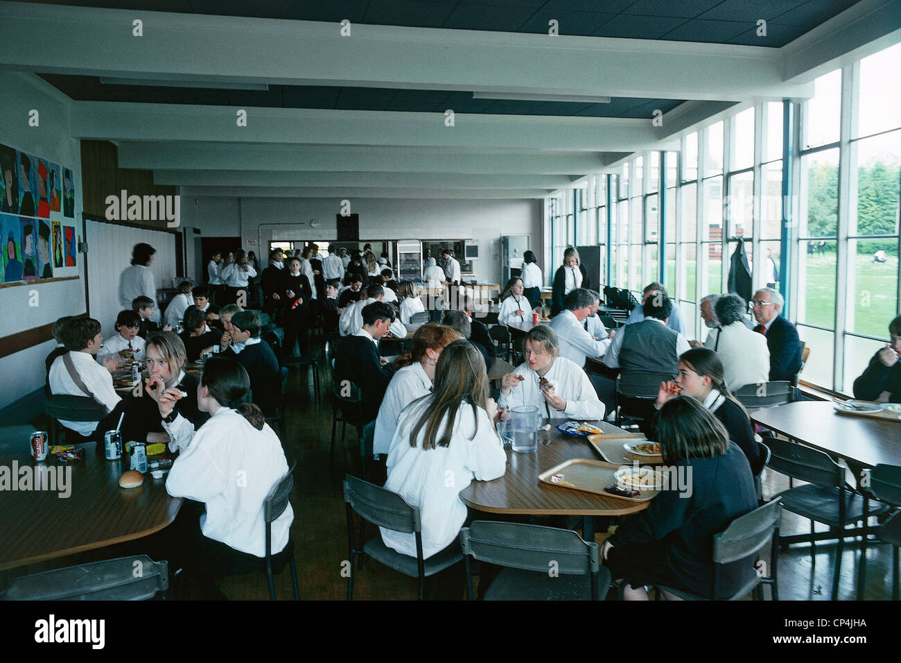 United Kingdom - Dorset. Beaminster School, cafeteria Stock Photo - Alamy