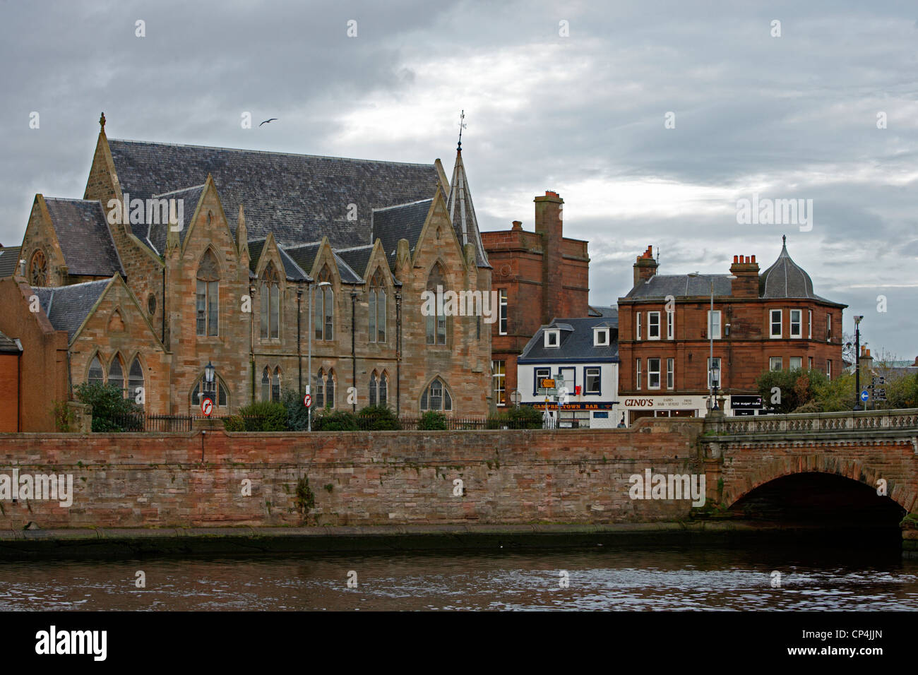 United Kingdom - Scotland - Ayrshire -Ayr. The Ayr River, the riverside ...