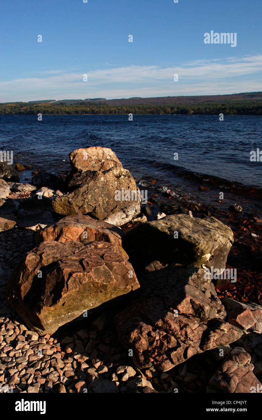 United Kingdom - Scotland - Highlands. The Loch Ness Lake. Reefs on the ...