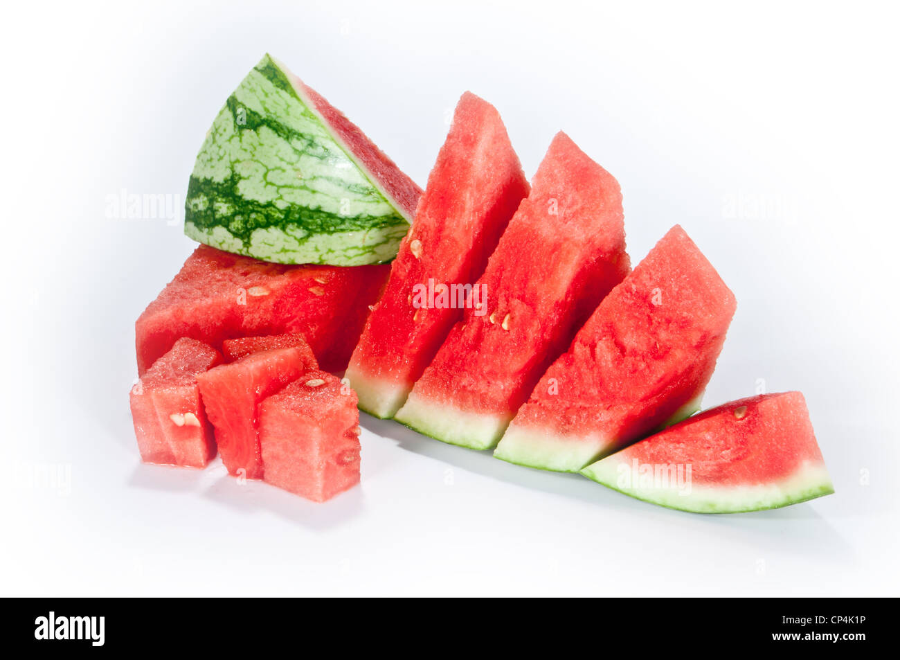 A sliced Watermelon isolated on a white background Stock Photo - Alamy