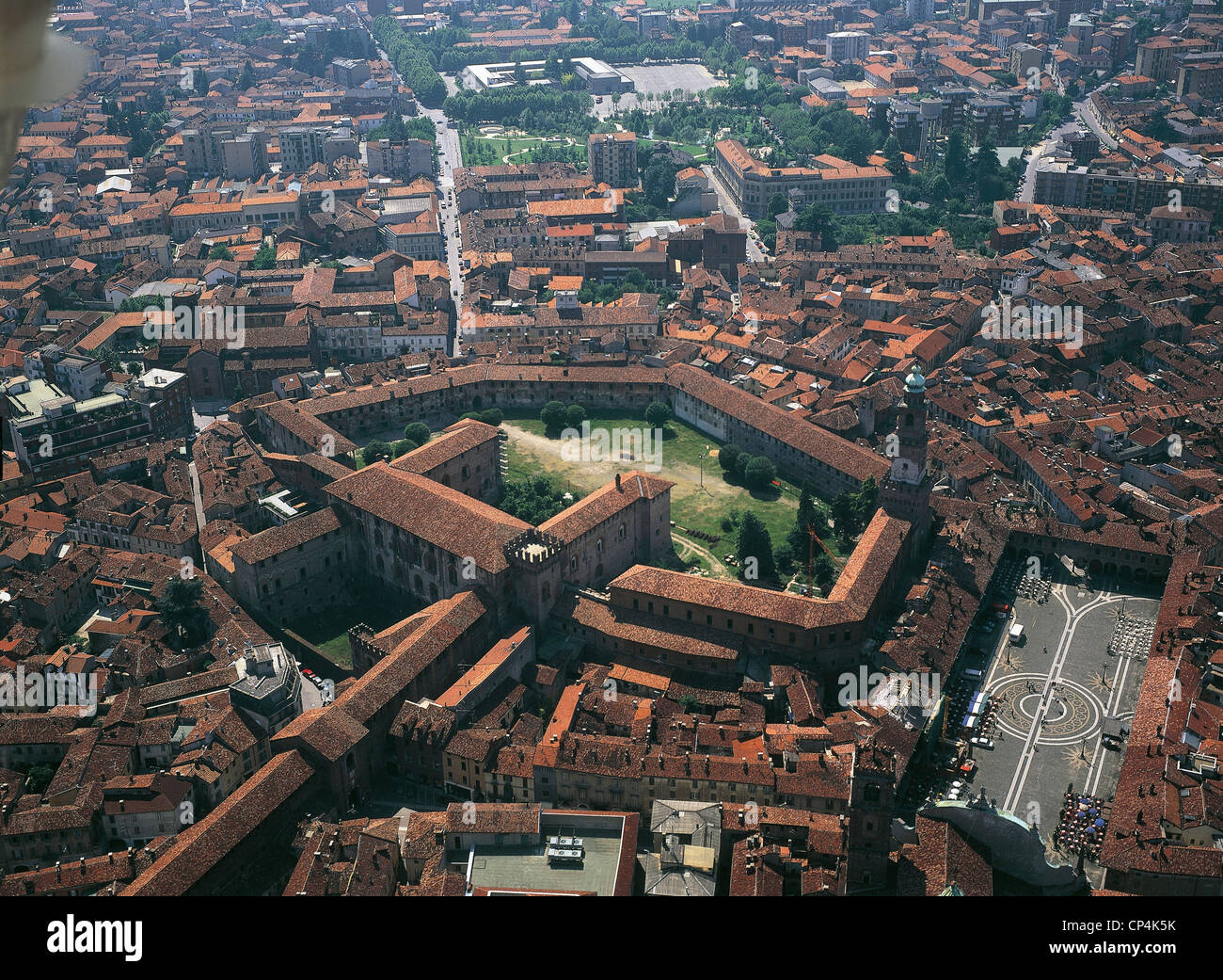 LOMBARDY VIGEVANO CASTLE DUCALE: aerial view Stock Photo - Alamy