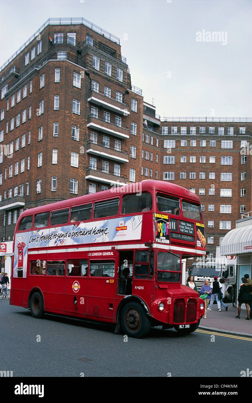 Great Britain - England - London - King's Road, red double-decker bus ...