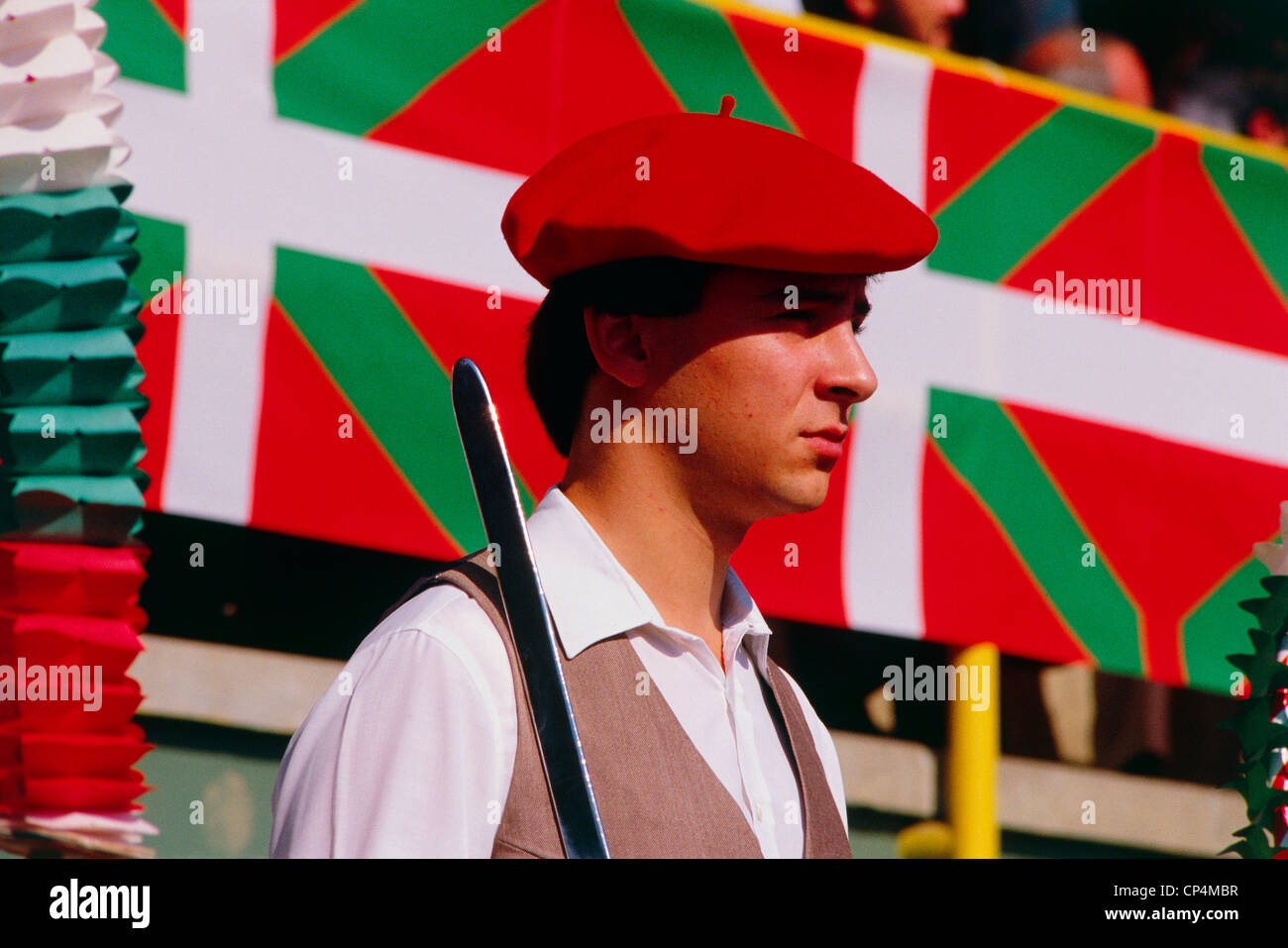 Spain - Basque Country - Basauri. Young people in traditional costumes ...