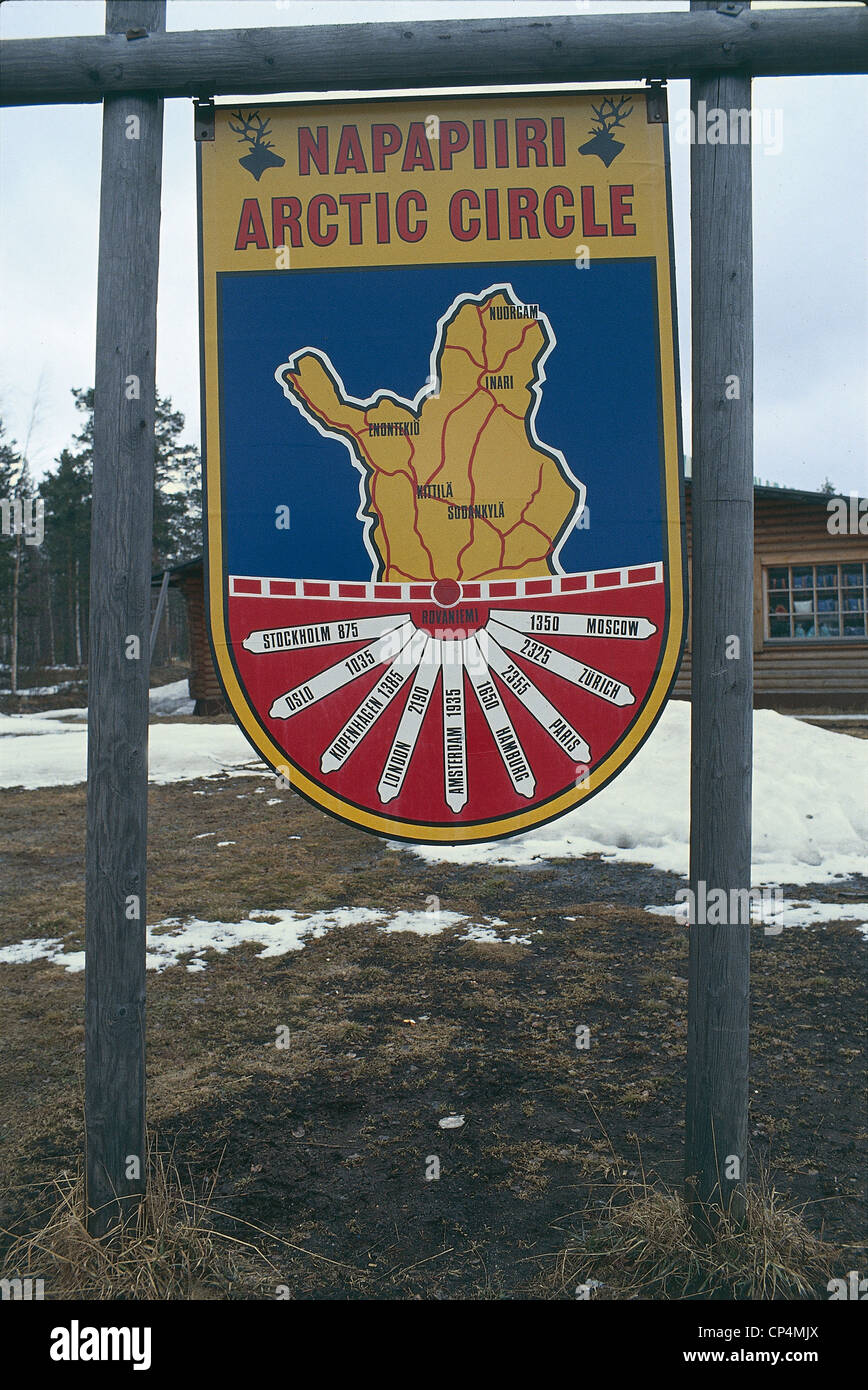 Finland - Rovaniemi tourist signs Stock Photo - Alamy