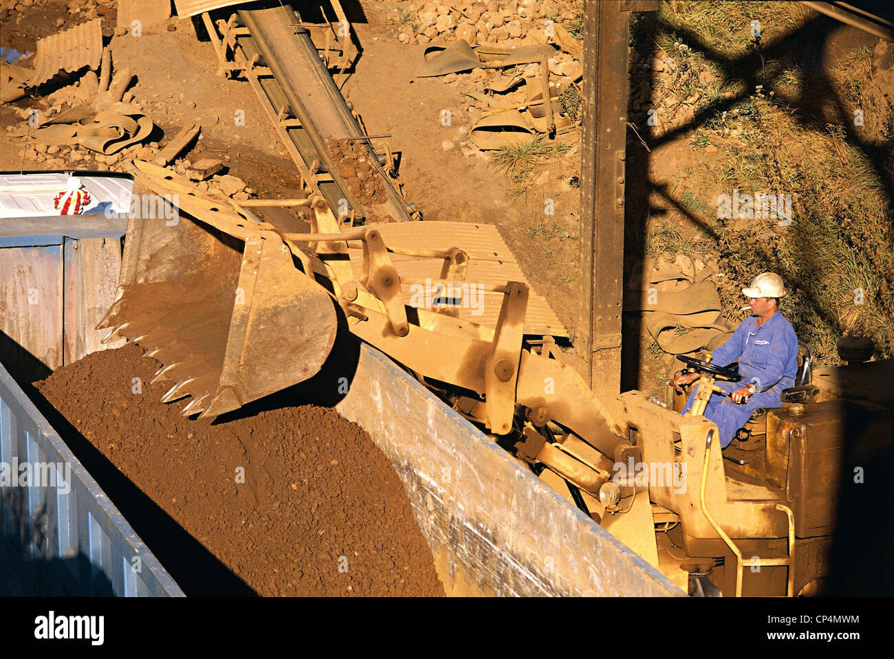 Spain - Basque Country (Euskadi) Miner in an iron mine in Somorrostro ...