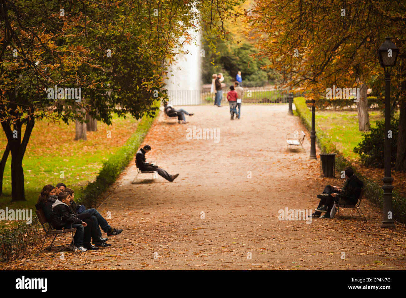 Spain, Madrid, Parque del Buen Retiro park, fall foliage Stock Photo ...
