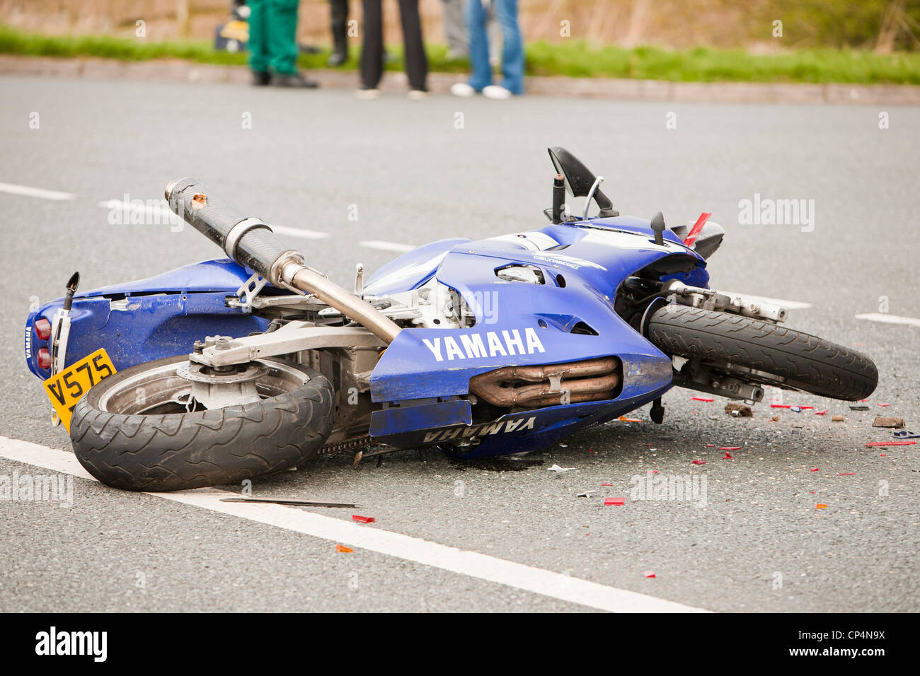 A motorcycle crashed on the A66 near Penrith, attended by a paramedic ...