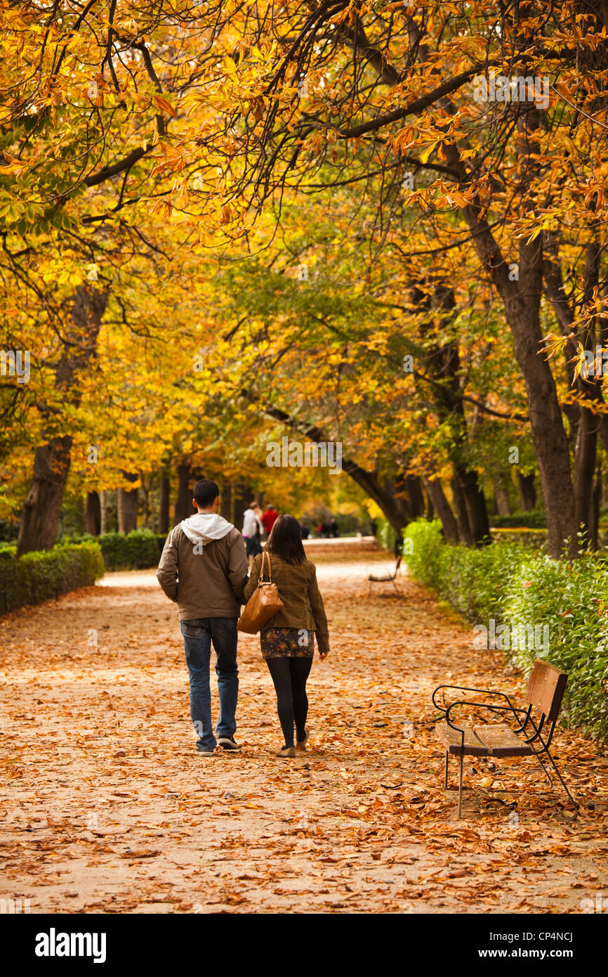 Spain, Madrid, Parque del Buen Retiro park, fall foliage Stock Photo ...