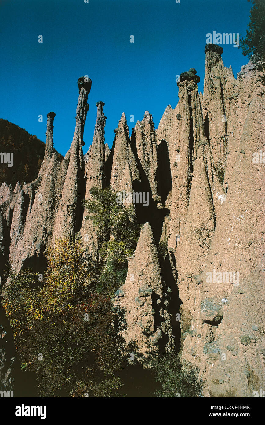 Trentino-Alto Adige - Plateau Renon (BZ), pyramids of erosion Stock ...