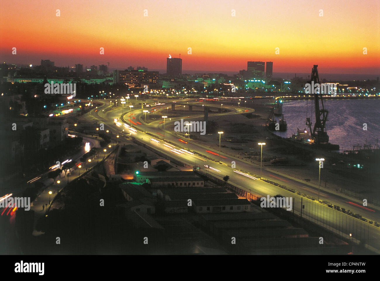 Libya - Tripoli - Tripoli. The city 'and the harbor at sunset Stock ...