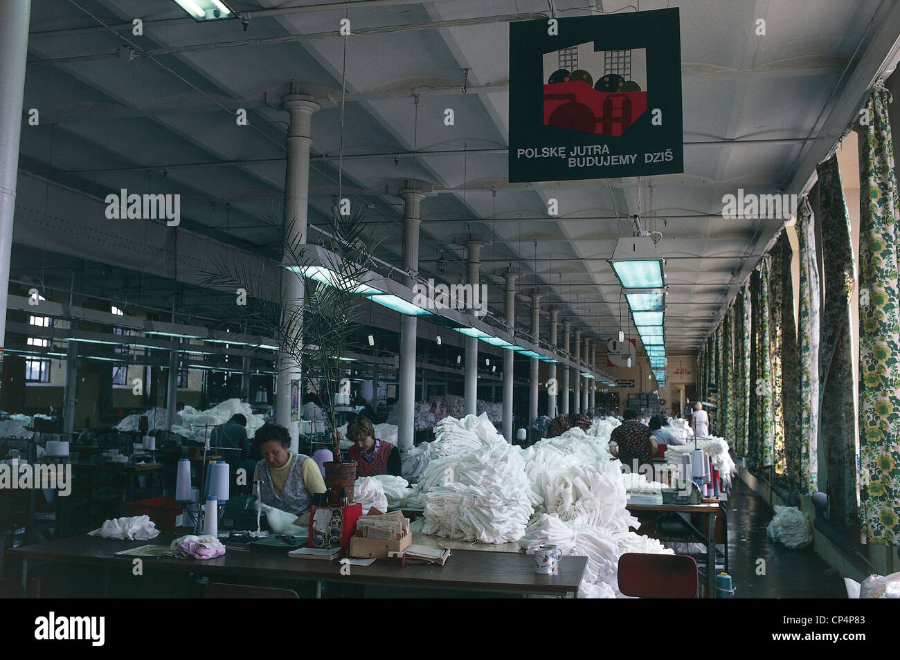 Poland - Lodz - Workers working at a textile factory Stock Photo - Alamy
