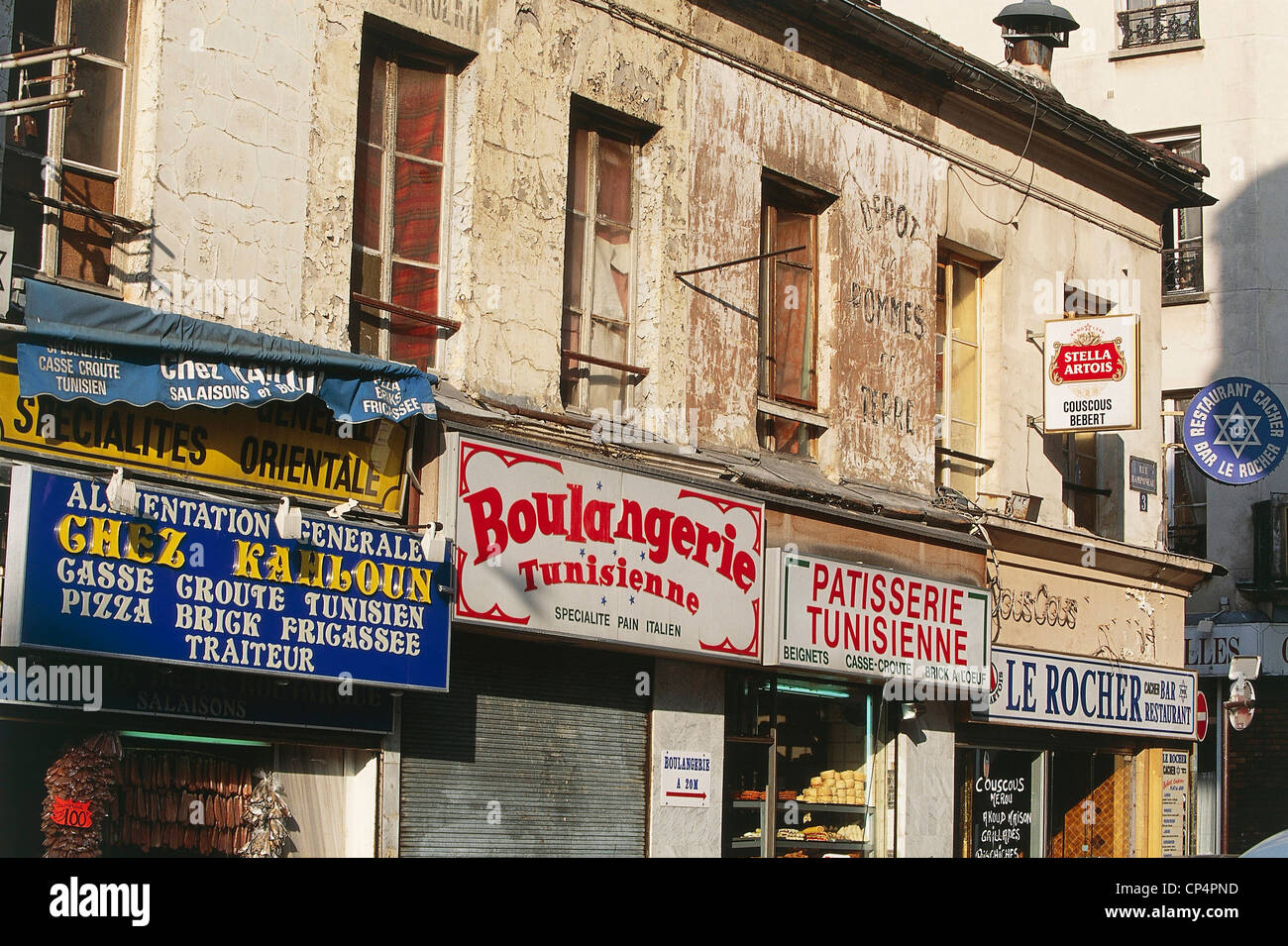 France - Paris - District of Belleville. Signs Stock Photo - Alamy